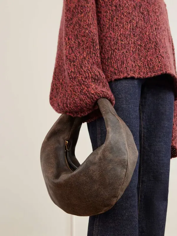 Khaite Olivia Distressed Leather Medium Shoulder Bag