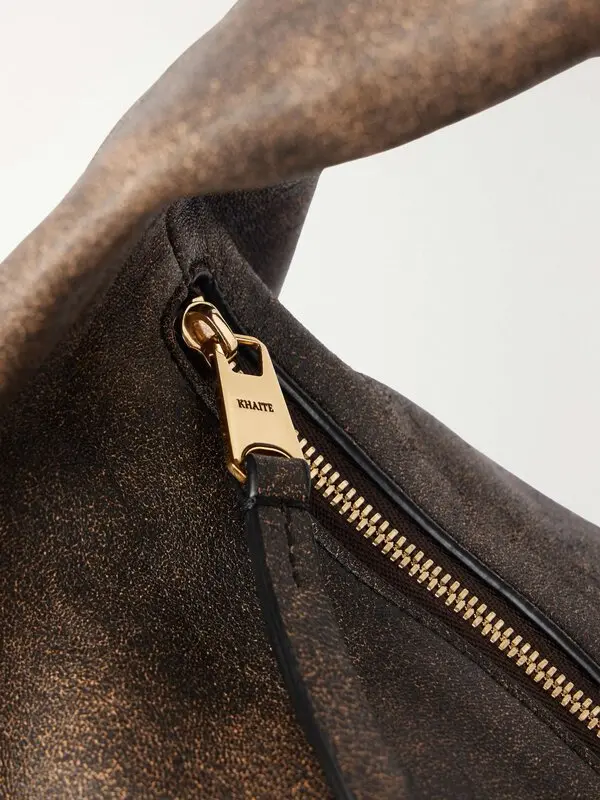 Khaite Olivia Distressed Leather Medium Shoulder Bag