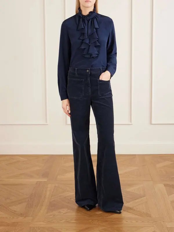 NILI LOTAN Lily Ruffled Silk-satin Blouse