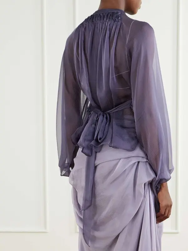 PAULINE DUJANCOURT Alyona Cut-out Silk Blouse