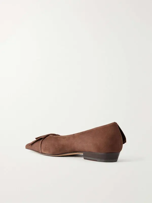 JW Anderson Ruffled Nubuck-trimmed Suede Ballet Flats