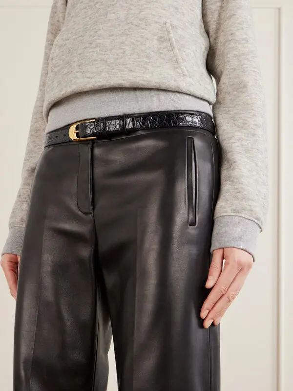 Khaite Dome Croc-effect Leather Belt - Black