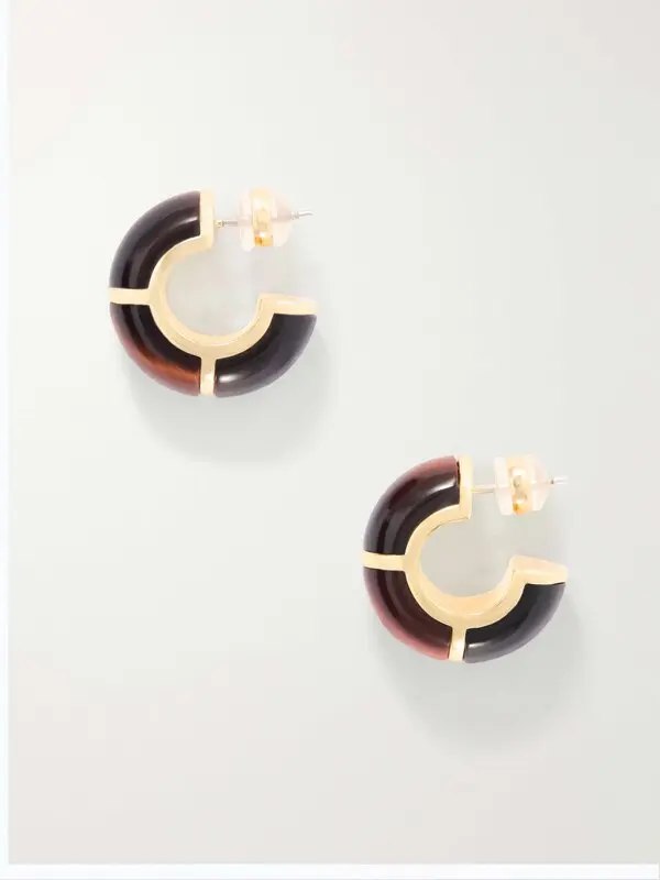 LIZZIE FORTUNATO Zellige Gold-tone Tiger's Eye Earrings - Red