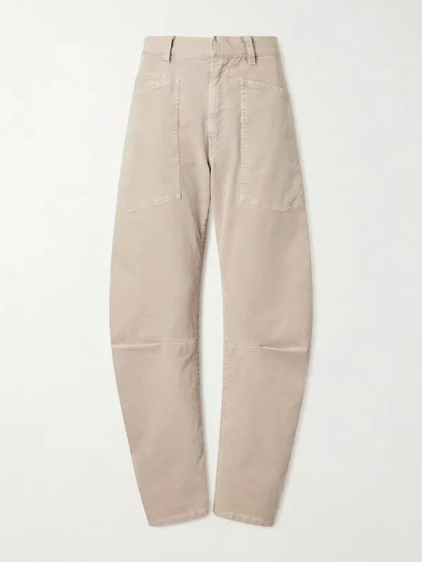 NILI LOTAN Shon Cotton-blend Twill Tapered Pants - Neutrals
