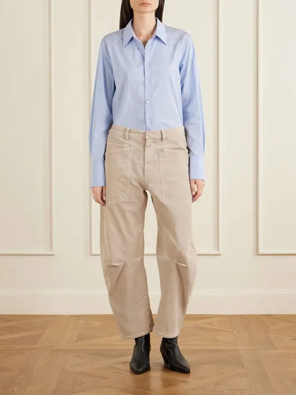 NILI LOTAN Shon Cotton-blend Twill Tapered Pants - Sand