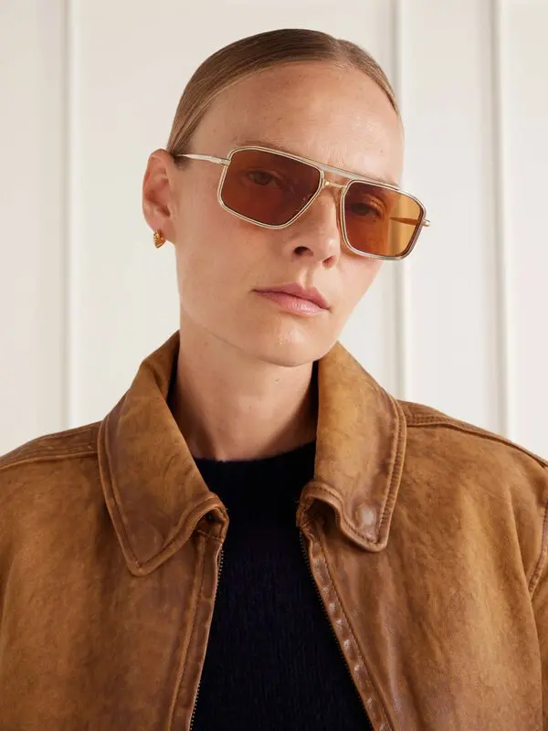 JACQUES MARIE MAGE Earl Aviator-style Gold-tone Sunglasses