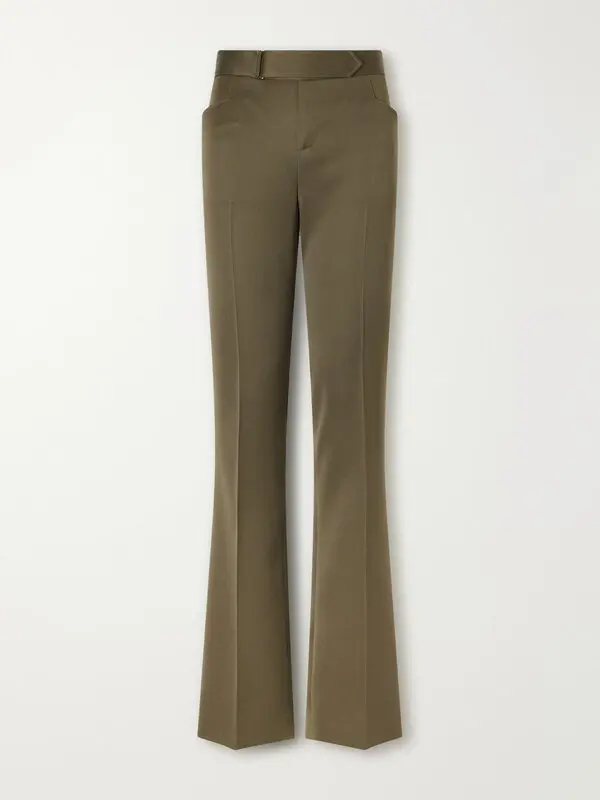 Balmain Wool Straight-leg Tailored Pants - Green