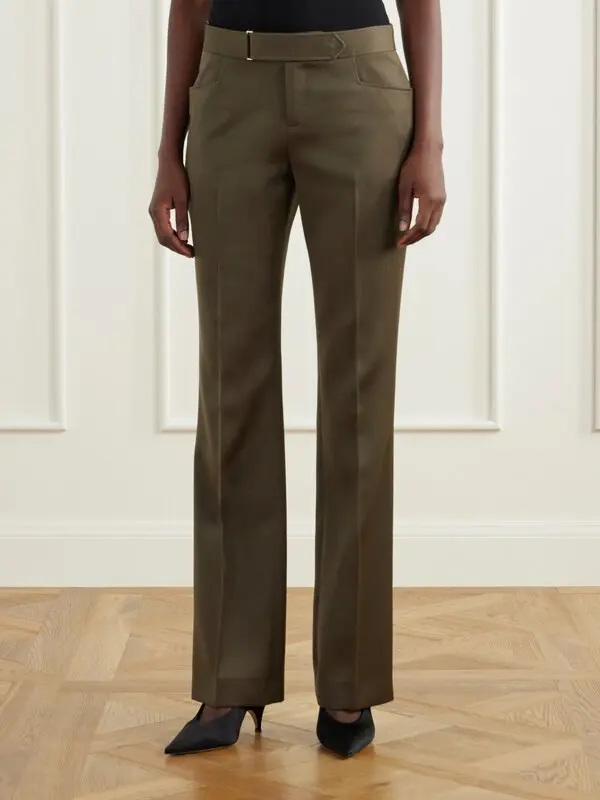 Balmain Wool Straight-leg Tailored Pants - Green