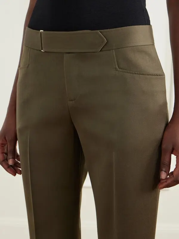 Balmain Wool Straight-leg Tailored Pants - Green