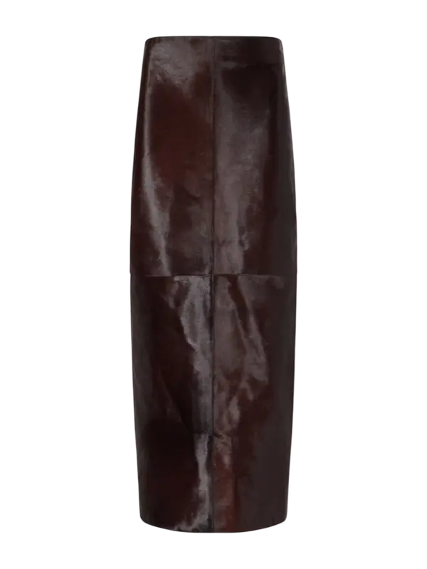 Nour Hammour Elyse Paneled Calf Hair Midi Skirt - Metallic