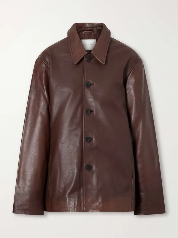 Studio Nicholson Landau Leather Jacket - Bronze