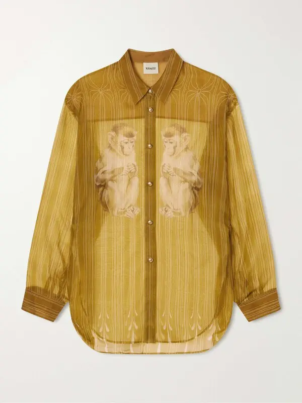 Khaite Goya Embroidered Silk-organza Shirt