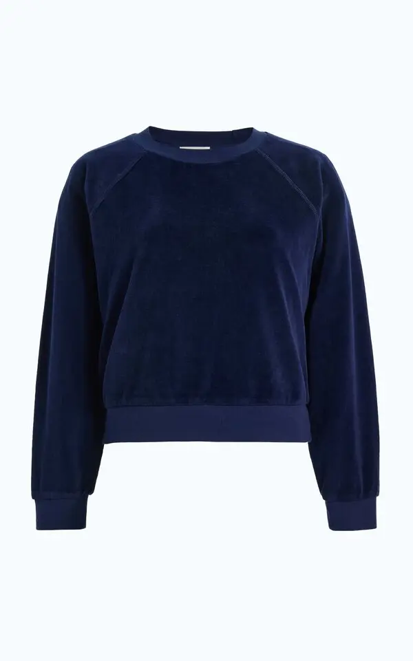 Suzie Kondi Tilos Raglan Velour Top - Navy