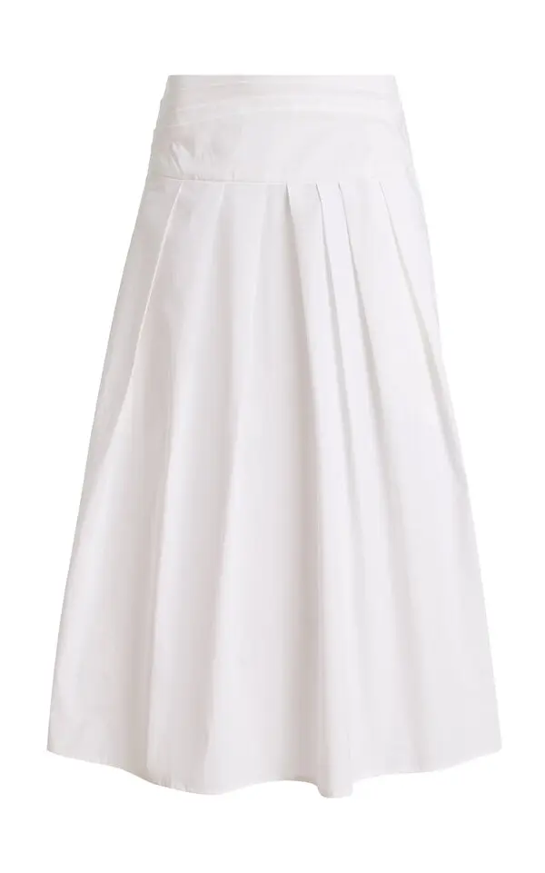 Proenza Schouler White Label Nessa Pleated Cotton Midi Skirt - White