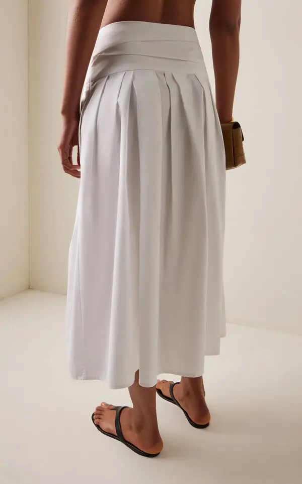 Proenza Schouler White Label Nessa Pleated Cotton Midi Skirt