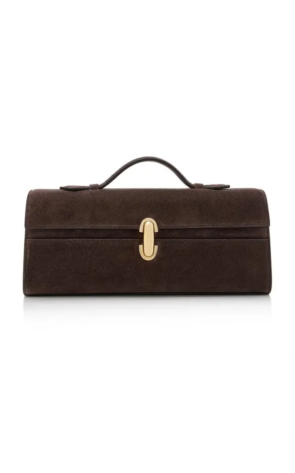 Savette Slim Symmetry Suede Pochette - Brown