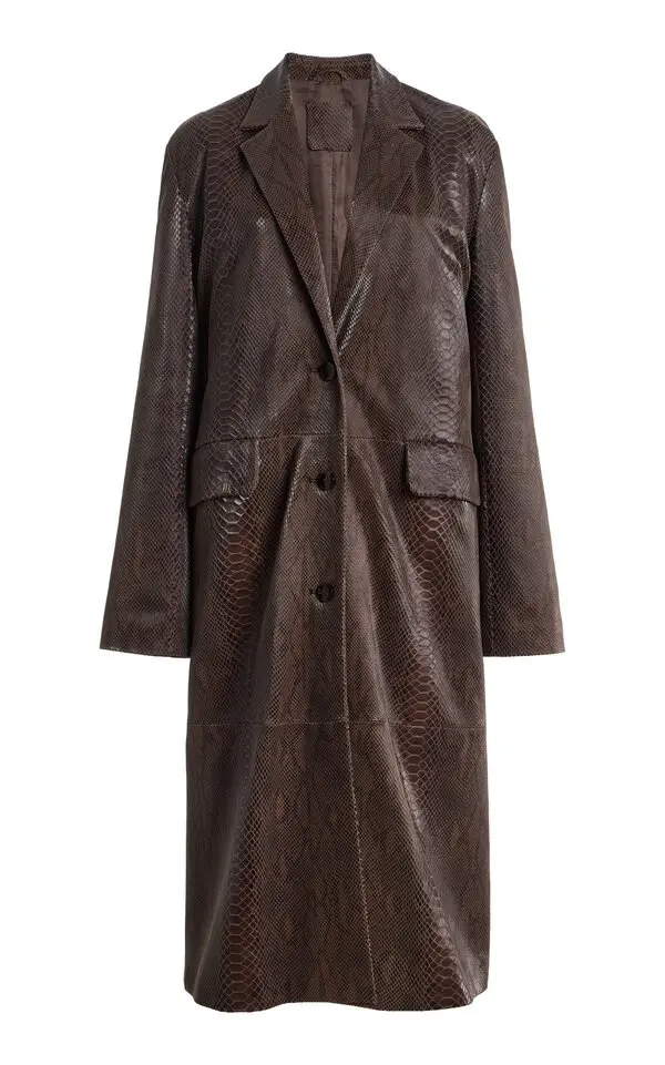 Paris Georgia Python-embossed Leather Trench Coat