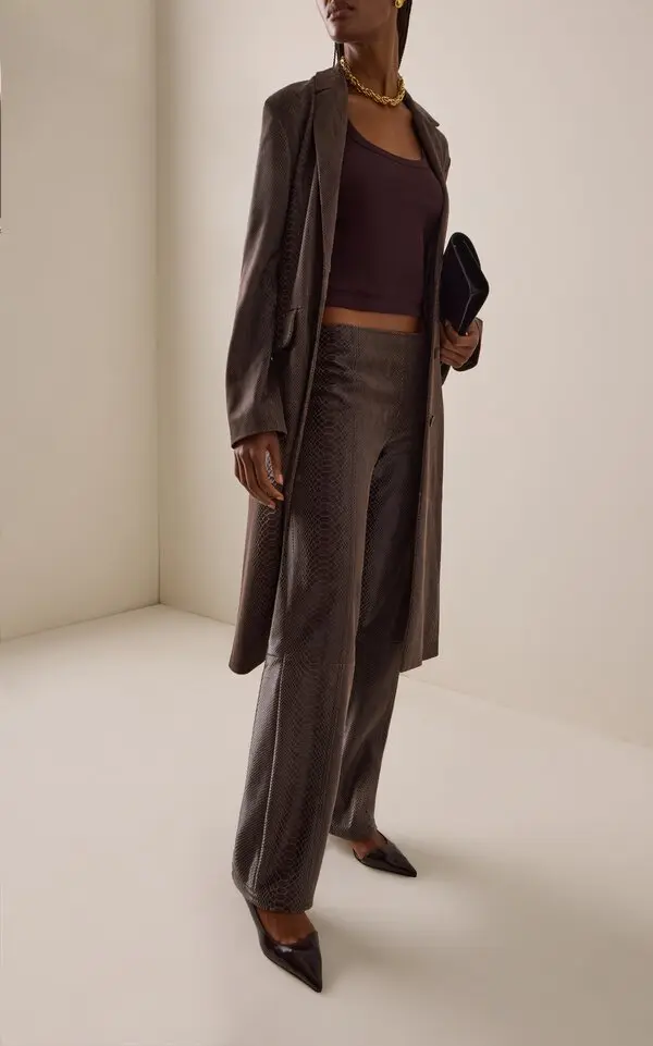 Paris Georgia Python-embossed Leather Trench Coat