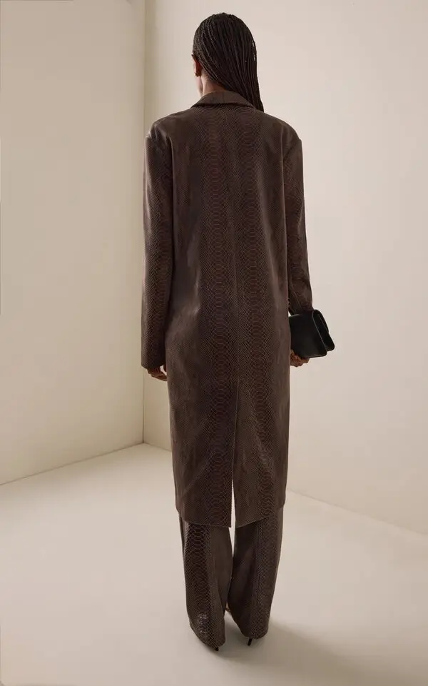 Paris Georgia Python-embossed Leather Trench Coat