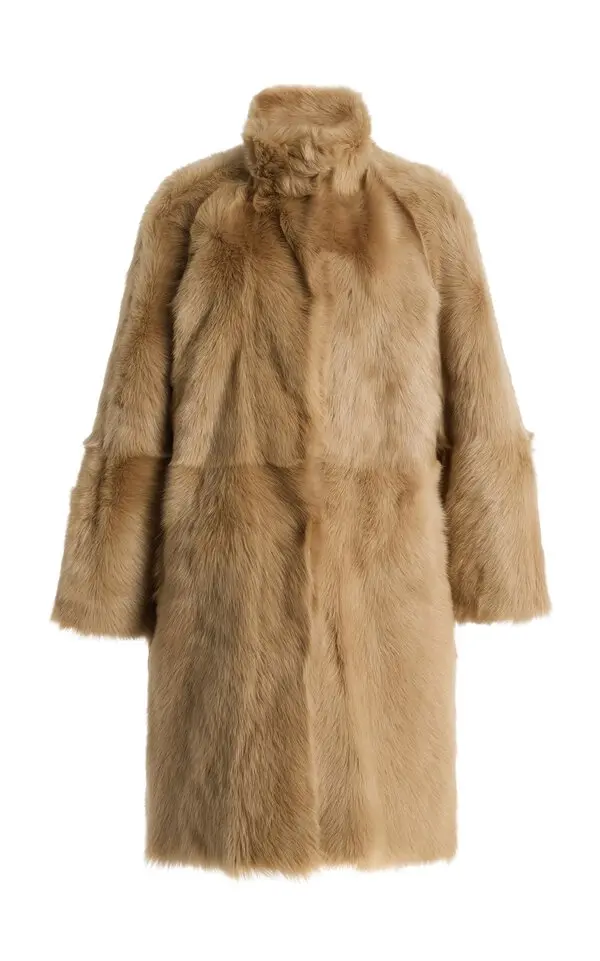 Nour Hammour Blaise Shearling Coat - Neutral