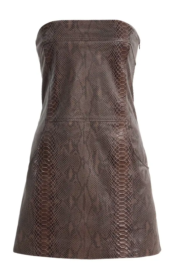Paris Georgia Audrey Embossed Leather Mini Dress