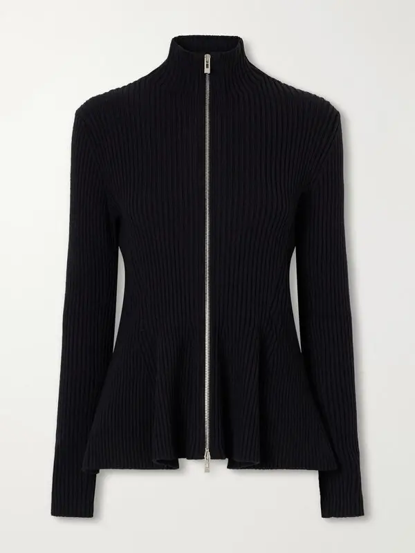 Alaïa Ribbed Wool-blend Zip-up Cardigan