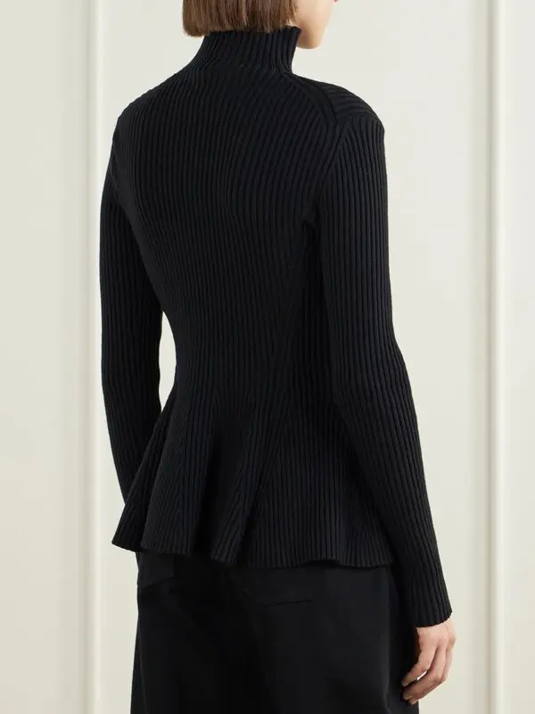 Alaïa Ribbed Wool-blend Zip-up Cardigan