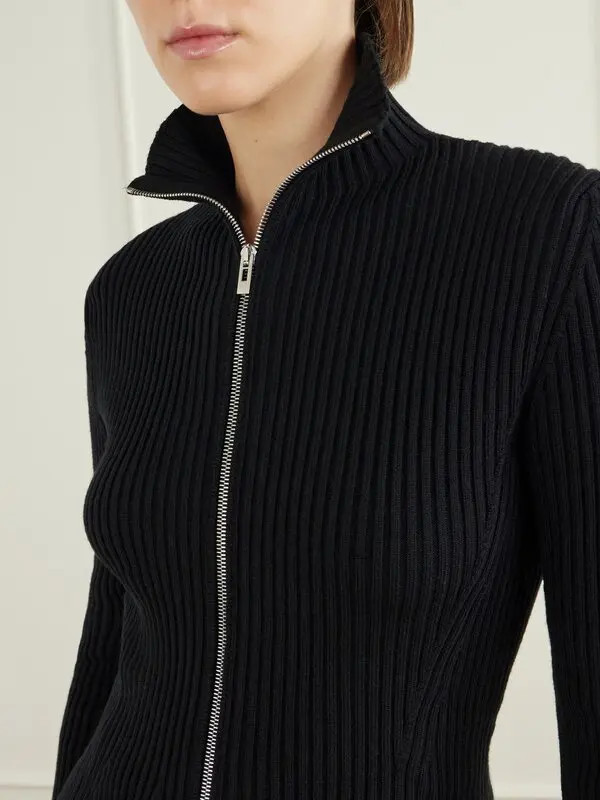 Alaïa Ribbed Wool-blend Zip-up Cardigan