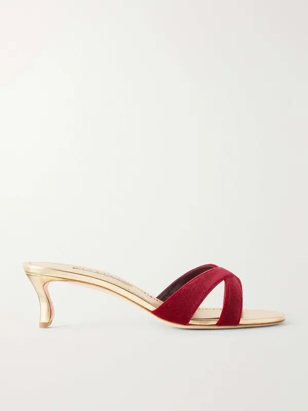 Manolo Blahnik Callydramu 50 Velvet Sandals