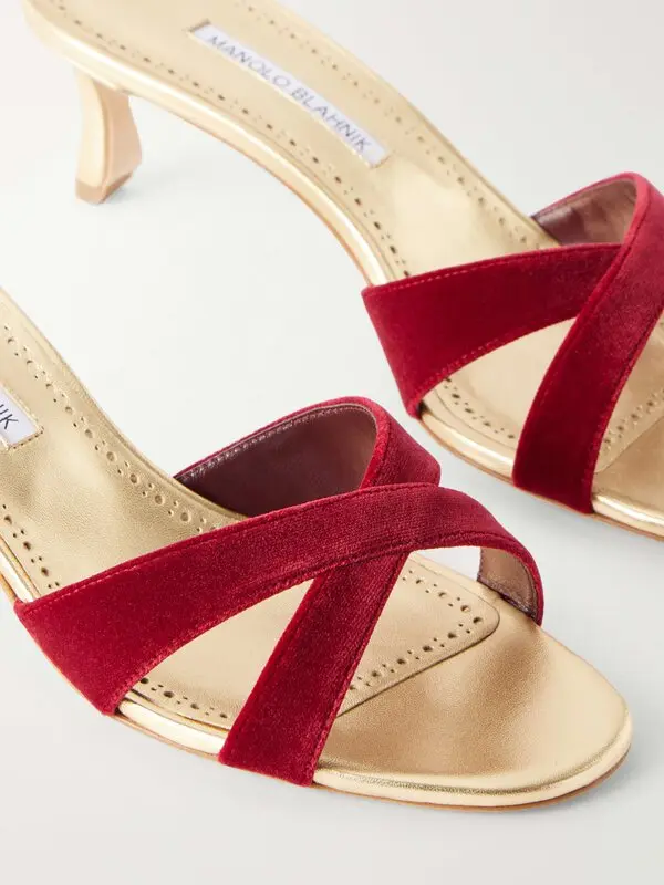 Manolo Blahnik Callydramu 50 Velvet Sandals