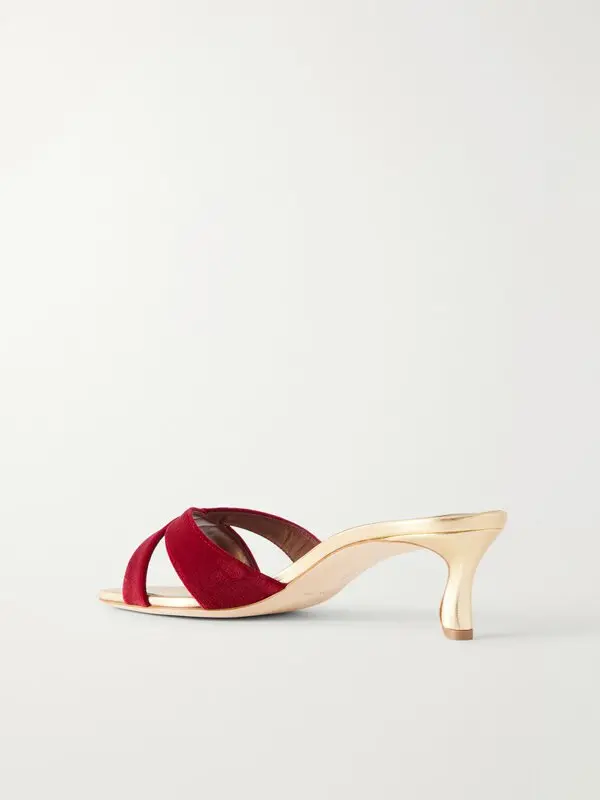 Manolo Blahnik Callydramu 50 Velvet Sandals - Red
