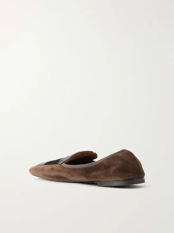 Khaite Zoe Patchwork Leather And Suede Ballet Flats