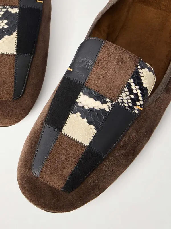 Khaite Zoe Patchwork Leather And Suede Ballet Flats