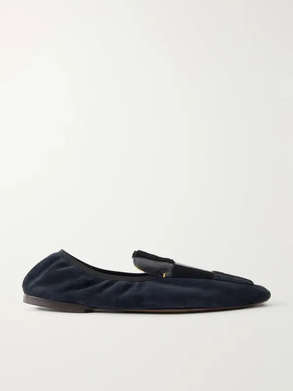Khaite Zoe Leather And Suede Ballet Flats - Black