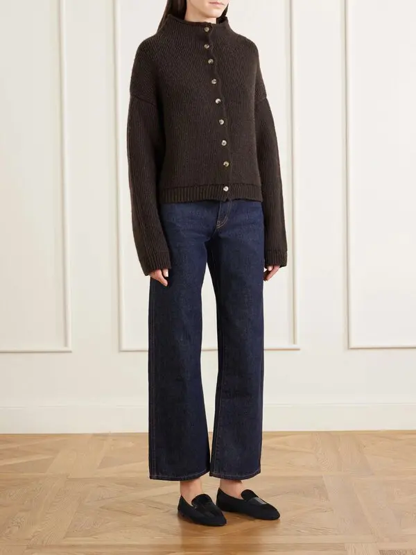 Khaite Zoe Leather And Suede Ballet Flats