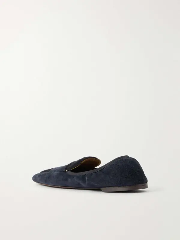 Khaite Zoe Leather And Suede Ballet Flats