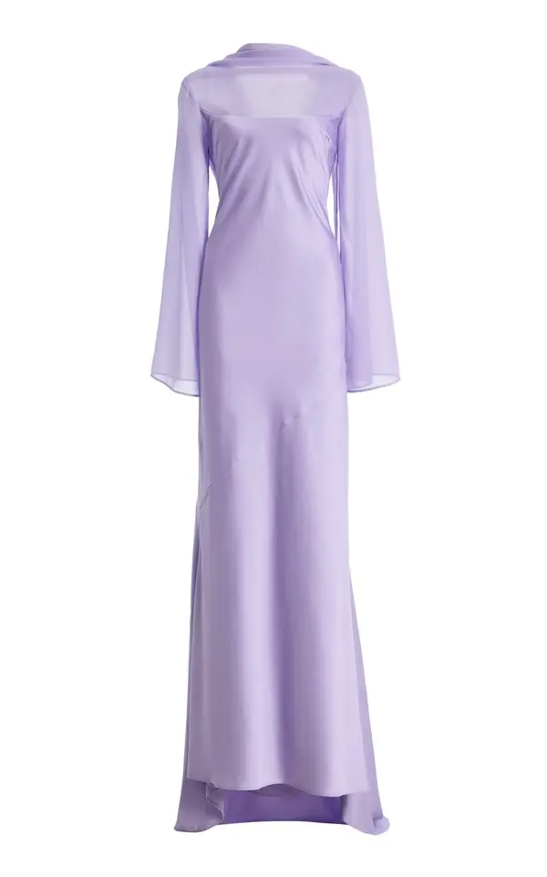 Significant Other Devlyn Satin Gown With Sheer Overlay - Purple