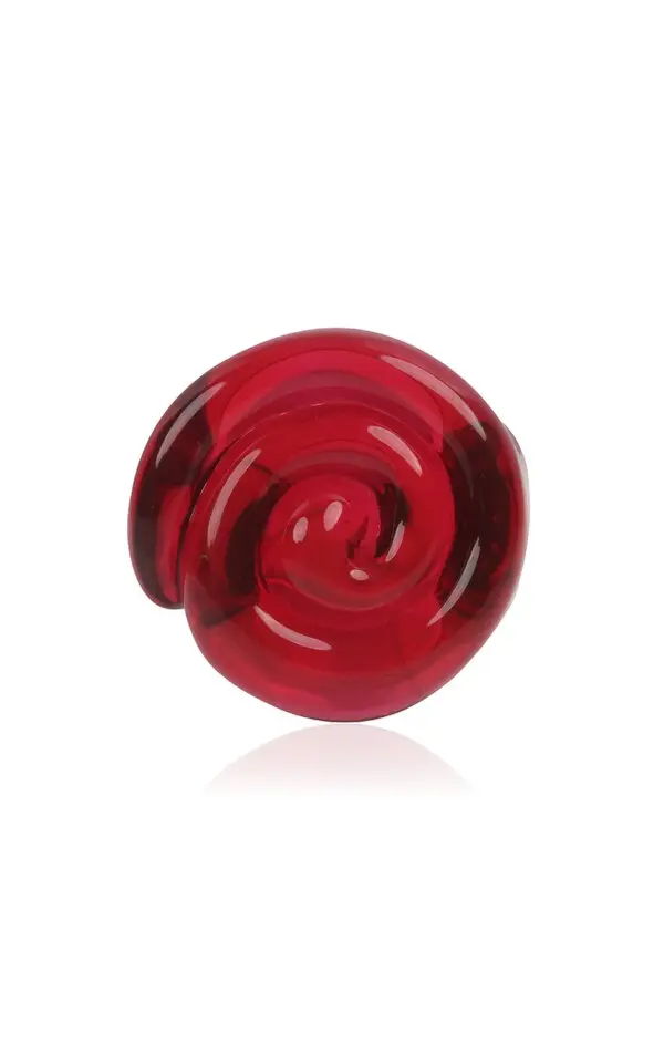 KEANE Spiral Shell Glass Ring - Red
