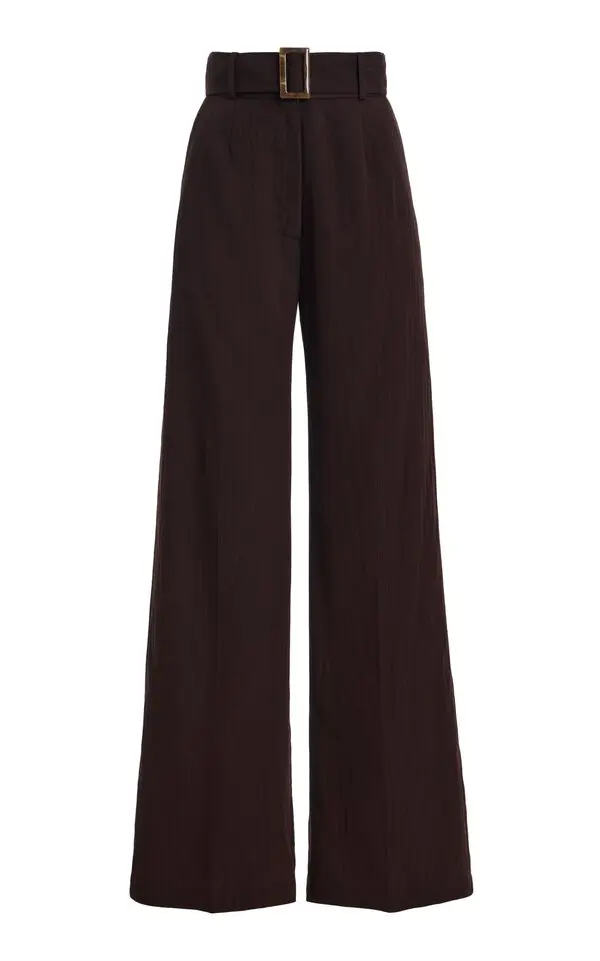 Matthew Bruch Belted Stripe Wide Leg Trouser