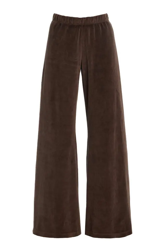 Suzie Kondi Zephyra Velour Straight-leg Pants - Brown