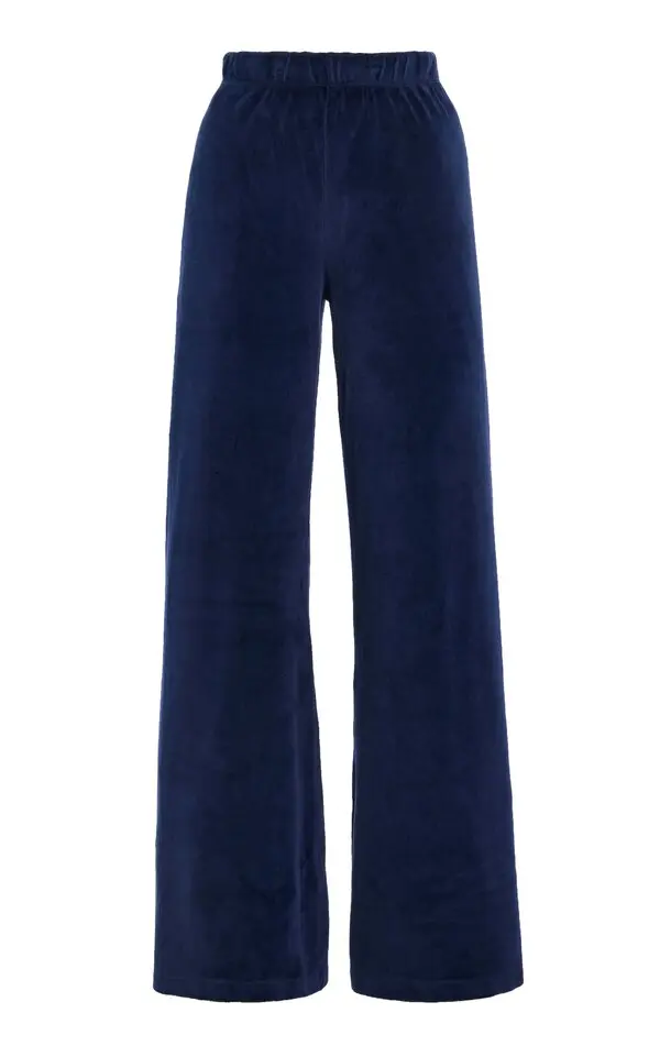 Suzie Kondi Zephyra Velour Straight-leg Pants - Navy