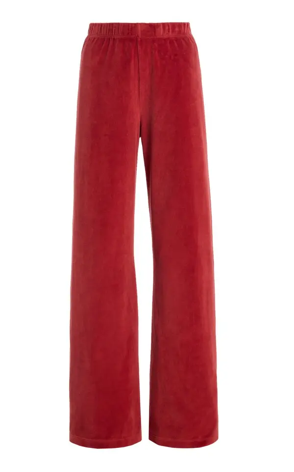 Suzie Kondi Zephyra Velour Straight-leg Pants - Red