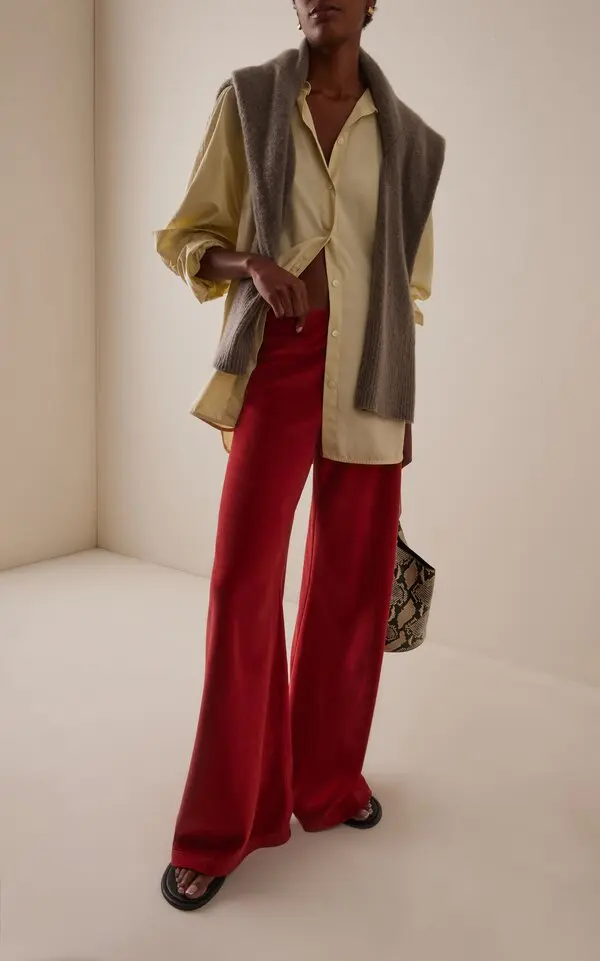 Suzie Kondi Zephyra Velour Straight-leg Pants - Red