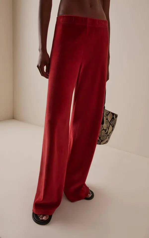Suzie Kondi Zephyra Velour Straight-leg Pants - Red