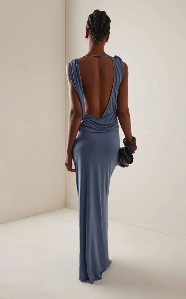 SIR. Olenna Twist Crepe Low-back Gown