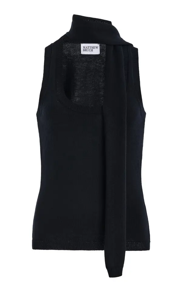 Matthew Bruch Scarf Knit Tank Top - Black