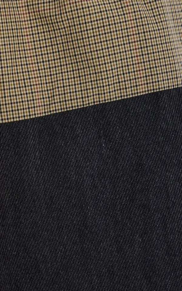 Matthew Bruch Drawstring Plaid Denim Combo Trousers