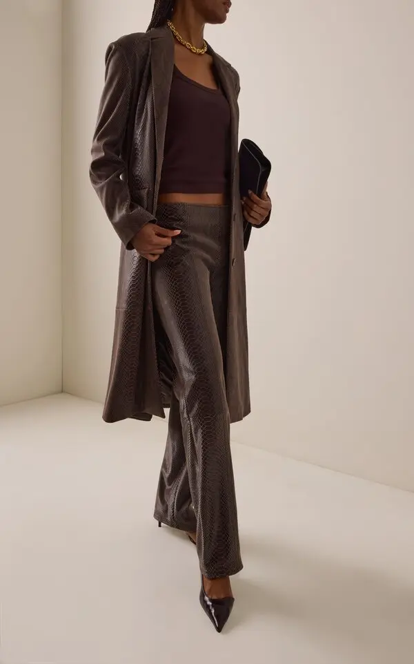 Paris Georgia Python-embossed Leather Straight-leg Pants