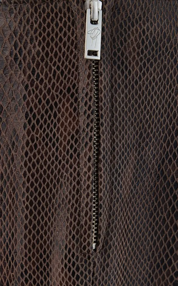 Paris Georgia Python-embossed Leather Straight-leg Pants