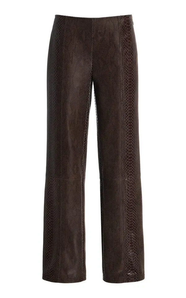 Paris Georgia Python-embossed Leather Straight-leg Pants
